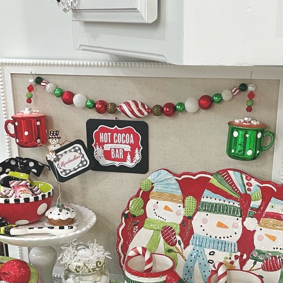 Hand Crafted | Holiday | Hot Cocoa Beaded Garland Hand Crafted Red ...